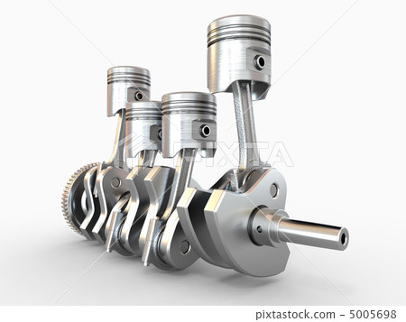Pistons and crankshaft. four cylinder engine. - Stock Illustration ...