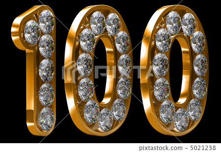 Golden 100 numeral incrusted with diamonds - Stock Illustration ...