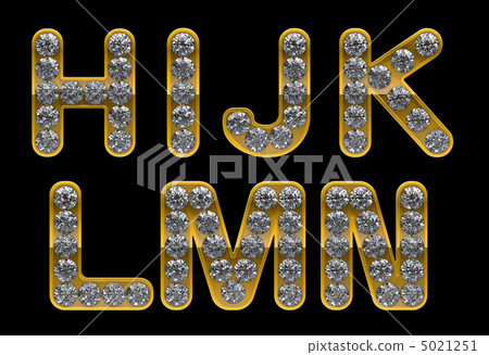 Golden H, I, J, K, L, M, N, letters incrusted... - Stock Illustration ...