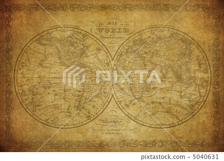 vintage map of the world 1856. - Stock Illustration [5040631] - PIXTA