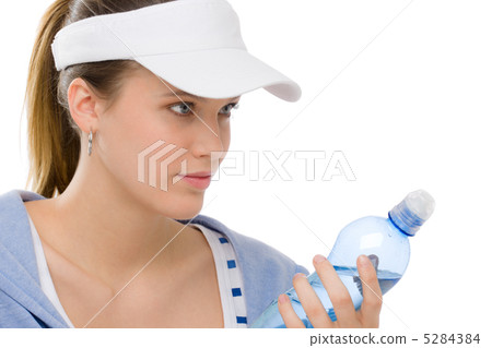 Sport - young woman fitness outfit water bottle - Stock Photo [5284384 ...