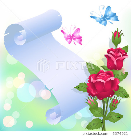 Scroll and roses - Stock Illustration [5374921] - PIXTA