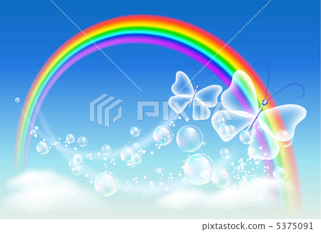 Rainbow and butterfly - Stock Illustration [5375091] - PIXTA