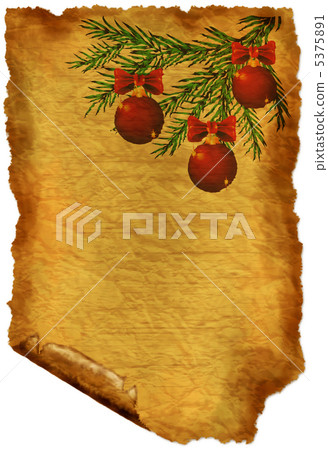 Old paper with Christmas-decorations - Stock Illustration [5375891] - PIXTA