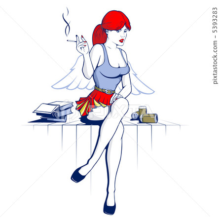 angel girl and drink the beer smoke - Stock Illustration [5393283] - PIXTA