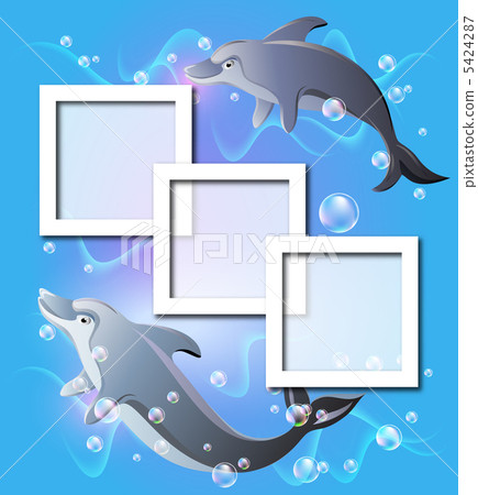 Photo frames and pair dolphins - Stock Illustration [5424287] - PIXTA