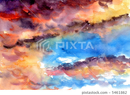 watercolour, watercolors, evening - Stock Illustration [5461862] - PIXTA