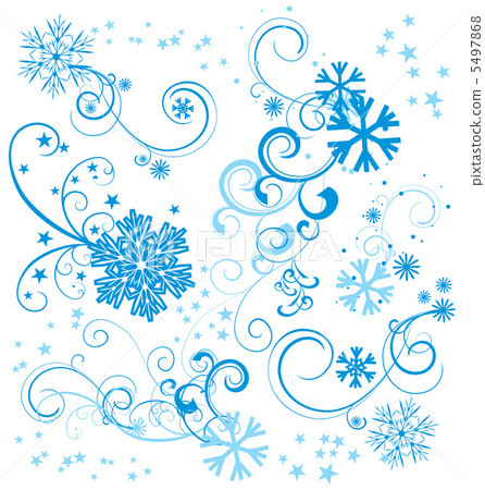 vector set of blue snowflakes with flourishes... - Stock Illustration ...