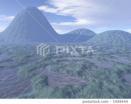 Rounded hills and water sources - Stock Illustration [5499444] - PIXTA
