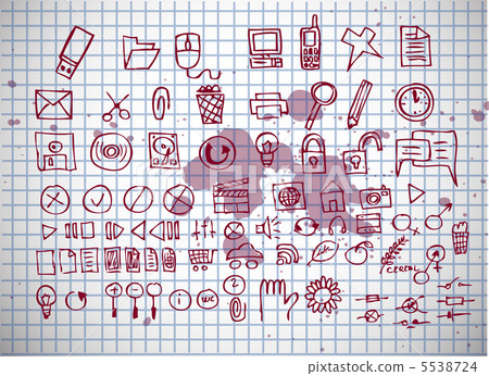 hand drawn computer icons - Stock Illustration [5538724] - PIXTA
