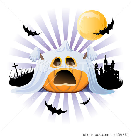 Halloween Haunted Pumpkin Ghost Disguise - Stock Illustration [5556781 ...