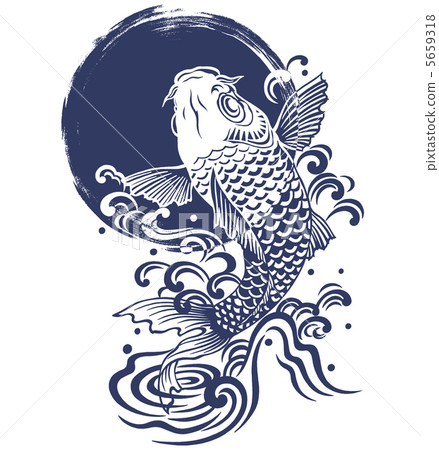 Koi. Moon wave - Stock Illustration [5659318] - PIXTA