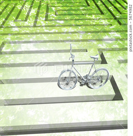 Bicycle in the maze of sunbeams through - Stock Illustration [5674982 ...