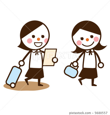 Line drawing women travel - Stock Illustration [5680557] - PIXTA