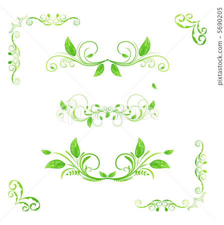 Set green floral elements with eco leaves... - Stock Illustration ...