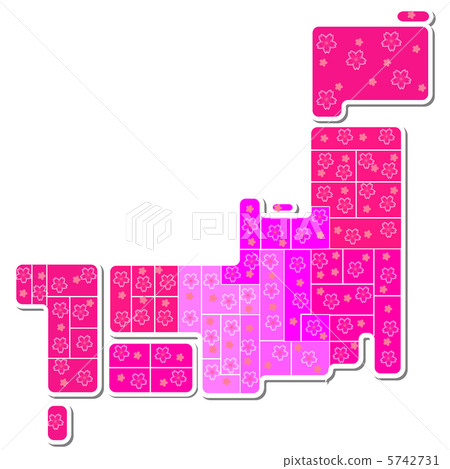 Japan Map Japanese Map Sakura Spring - Stock Illustration [5742731] - PIXTA