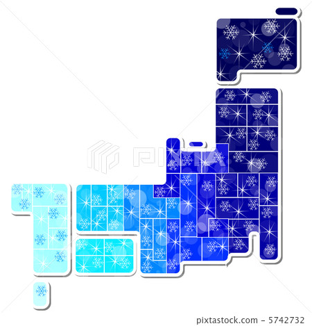 Japan Map Japan Map Snow Winter Crystal - Stock Illustration [5742732 ...