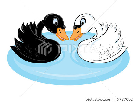 Two cartoon swans - Stock Illustration [5787092] - PIXTA