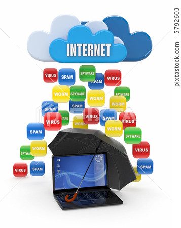Cloud computing concept. Virus, spam protection - Stock Illustration ...