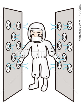 Illustration of a person taking an air shower - Stock Illustration ...