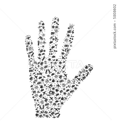 black-and-white hand palm composed from... - Stock Illustration ...