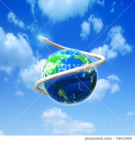 Arrow of upward helix around the earth - Stock Illustration [5841869 ...