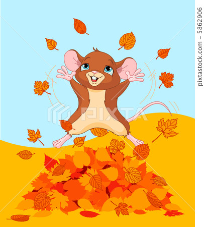 Happy fall mouse - Stock Illustration [5862906] - PIXTA