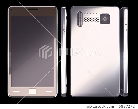 Smart phone: front, side and rear views on black - Stock Illustration ...