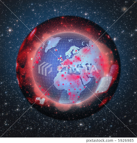 Graphic illustration of Earth inside dark... - Stock Illustration ...