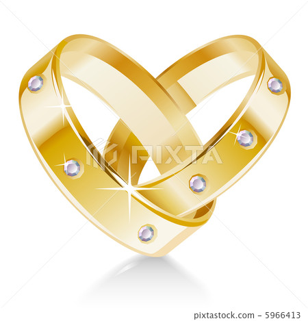 Two wedding rings shaped heart - Stock Illustration [5966413] - PIXTA