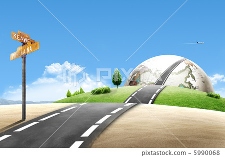 road, sign, landscape - Stock Illustration [5990068] - PIXTA