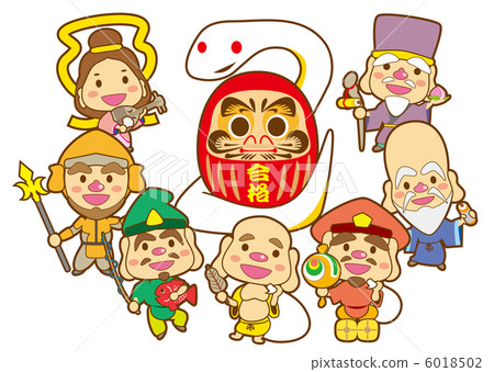 Passion Duma and the Seven Lucky Gods - Stock Illustration [6018502 ...