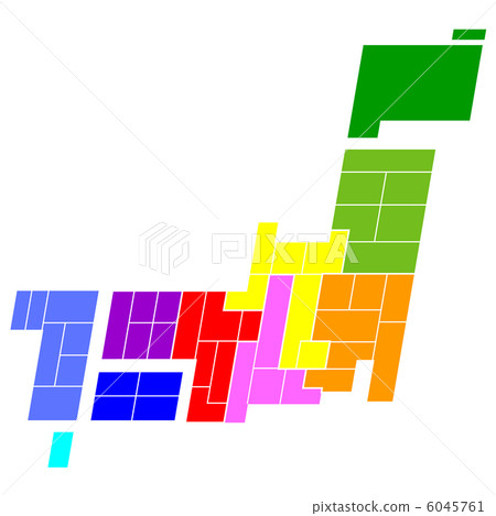 Japan Map Japan Colorful Map - Stock Illustration [6045761] - PIXTA