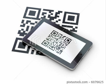 Tablet pc scanning qr code. 3d - Stock Illustration [6076625] - PIXTA