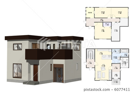 Single-family building plan drawing - Stock Illustration [6077411] - PIXTA