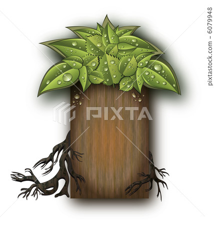 raster Tree roots Bio garden leaves raster... - Stock Illustration ...
