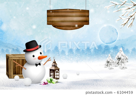 snowman, snowmen, tree branch - Stock Illustration [6104459] - PIXTA