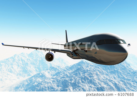 Airplane flying 3D render - Stock Illustration [6107688] - PIXTA