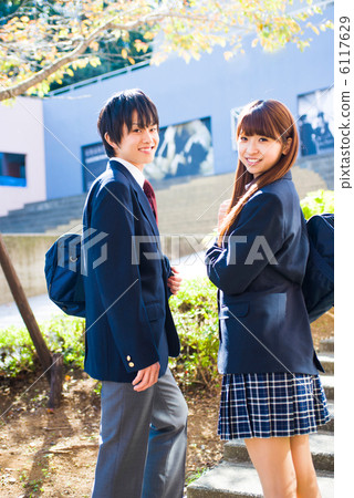 High school student couple - Stock Photo [6117629] - PIXTA