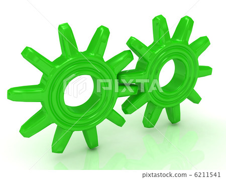 Two green gears - Stock Illustration [6211541] - PIXTA
