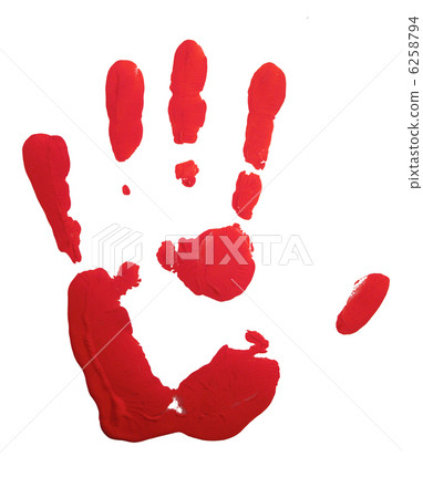 Red hand-print isolated on white. - Stock Illustration [6258794] - PIXTA