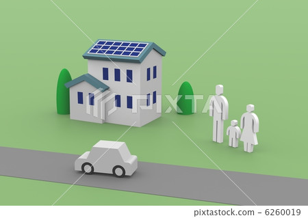 家庭，房子和汽車-插圖素材 [6260019] - PIXTA圖庫