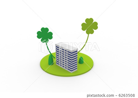 Four Leaf Clover and Building - Stock Illustration [6263508] - PIXTA