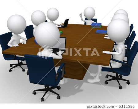 3d group discussion on a business meeting in a... - Stock Illustration ...