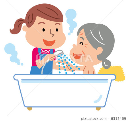 Helper and elderly bath assistance - Stock Illustration [6313469] - PIXTA