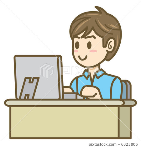 Male illustration upper body personal computer - Stock Illustration ...