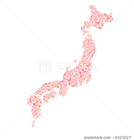 Japan Map Japanese Map Sakura Spring - Stock Illustration [6325627] - PIXTA
