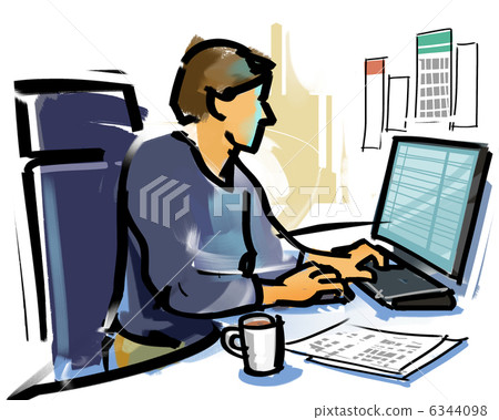 A man heading to a computer - Stock Illustration [6344098] - PIXTA