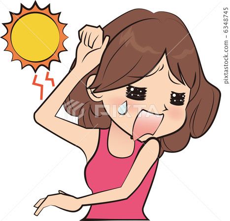 A woman avoiding the sun - Stock Illustration [6348745] - PIXTA