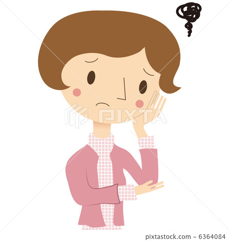 A woman with troublesome expression - Stock Illustration [6364084] - PIXTA